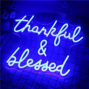 Wall Decor | Thankful And Blessed Neon Light Blue Blessed Neon Sign ...